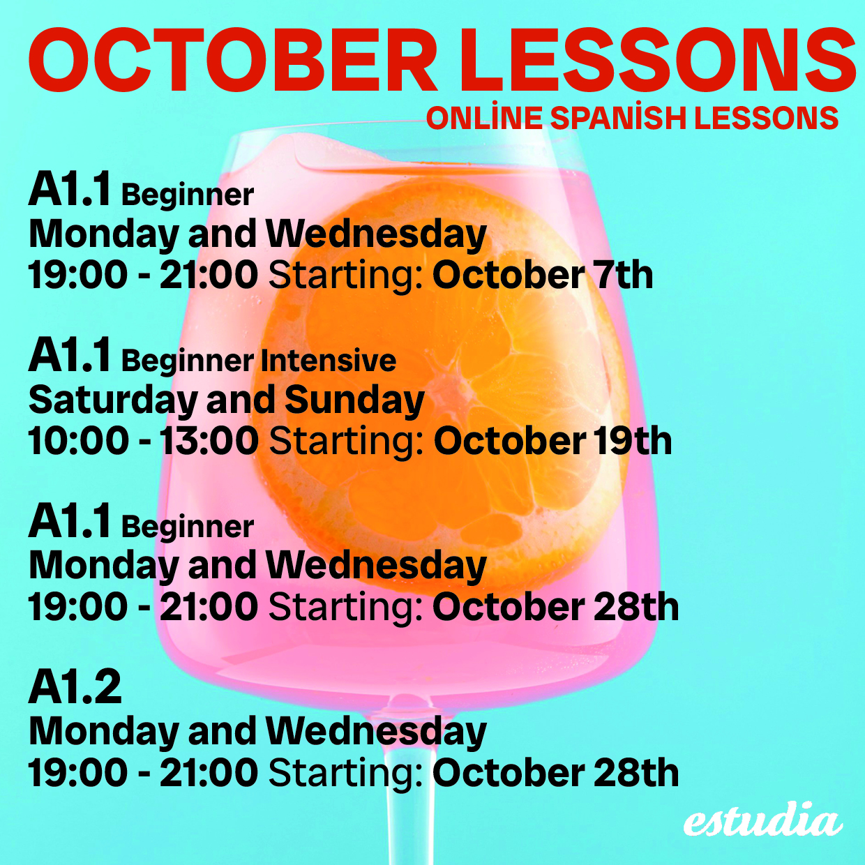 OCTOBER LESSONS - Spanish Online Lessons